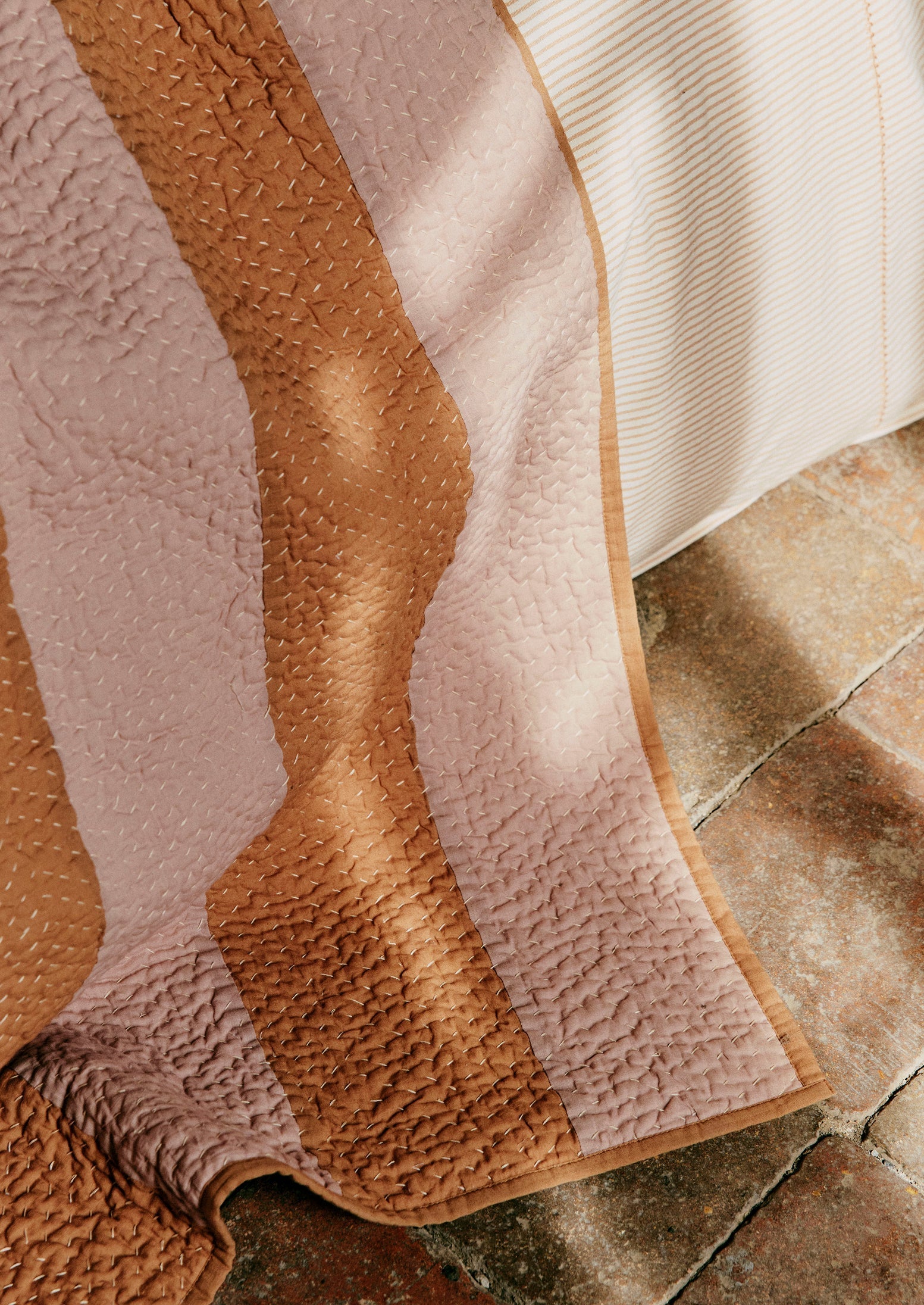 Patched Stripe Quilt | Soft Lilac/Light Umber | TOAST