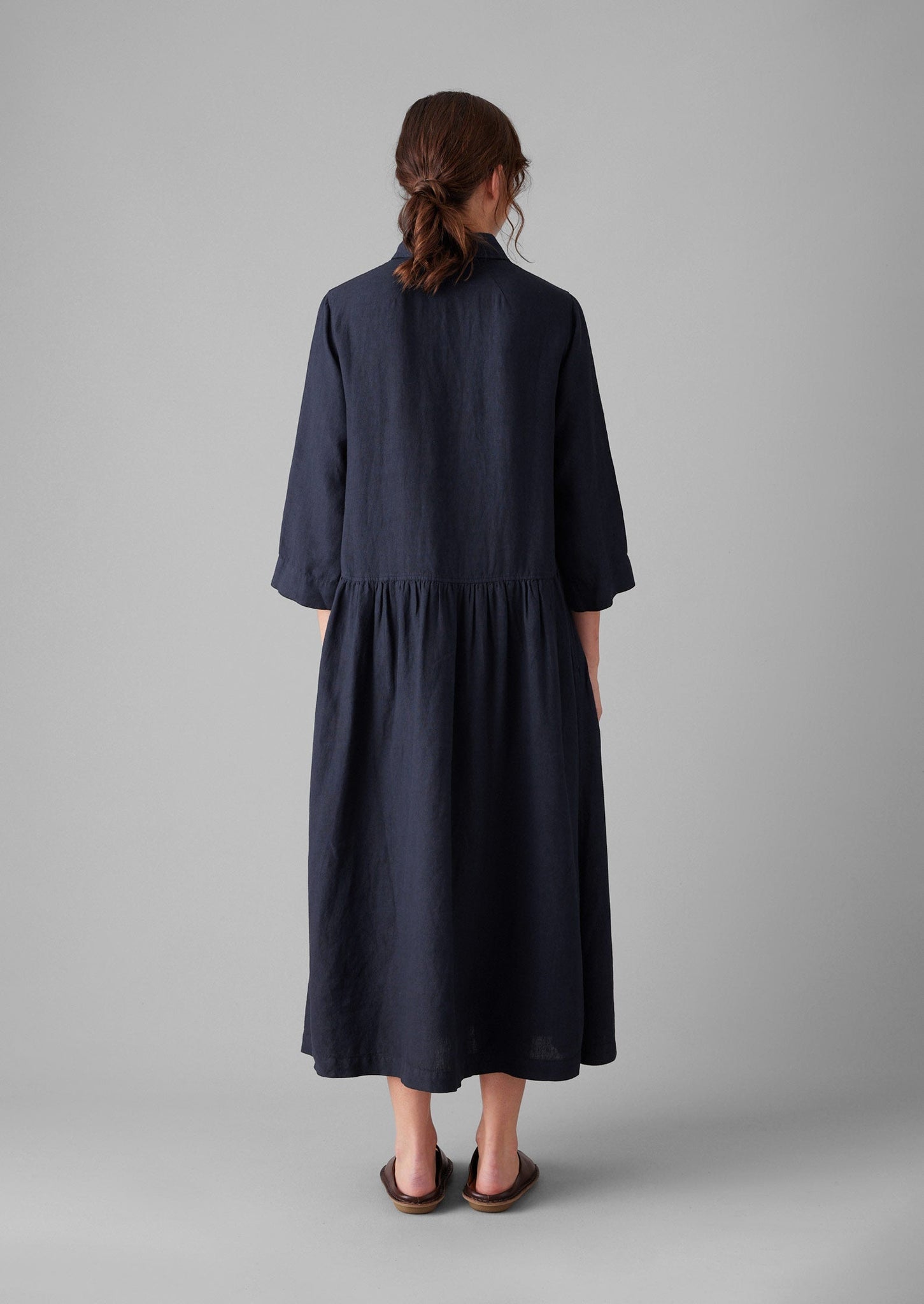 Garment Dyed Linen Shirt Dress | Midnight | TOAST