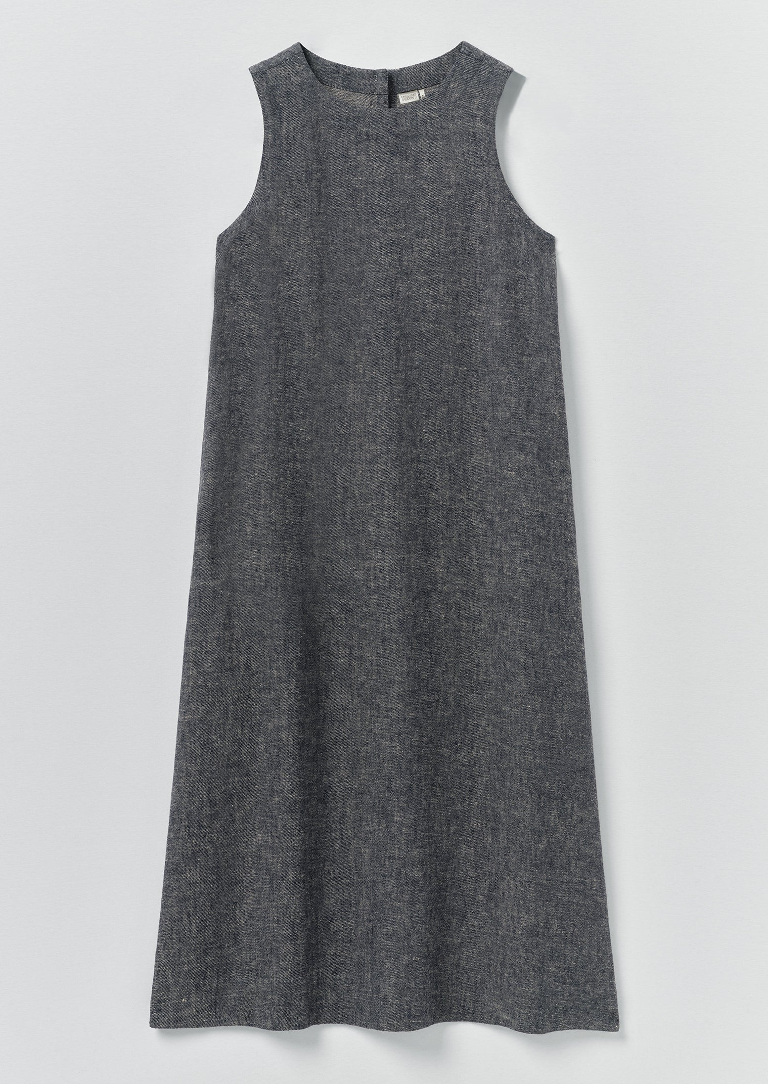 Linen Cotton Twill Apron Shift Dress | Navy/Ecru | TOAST