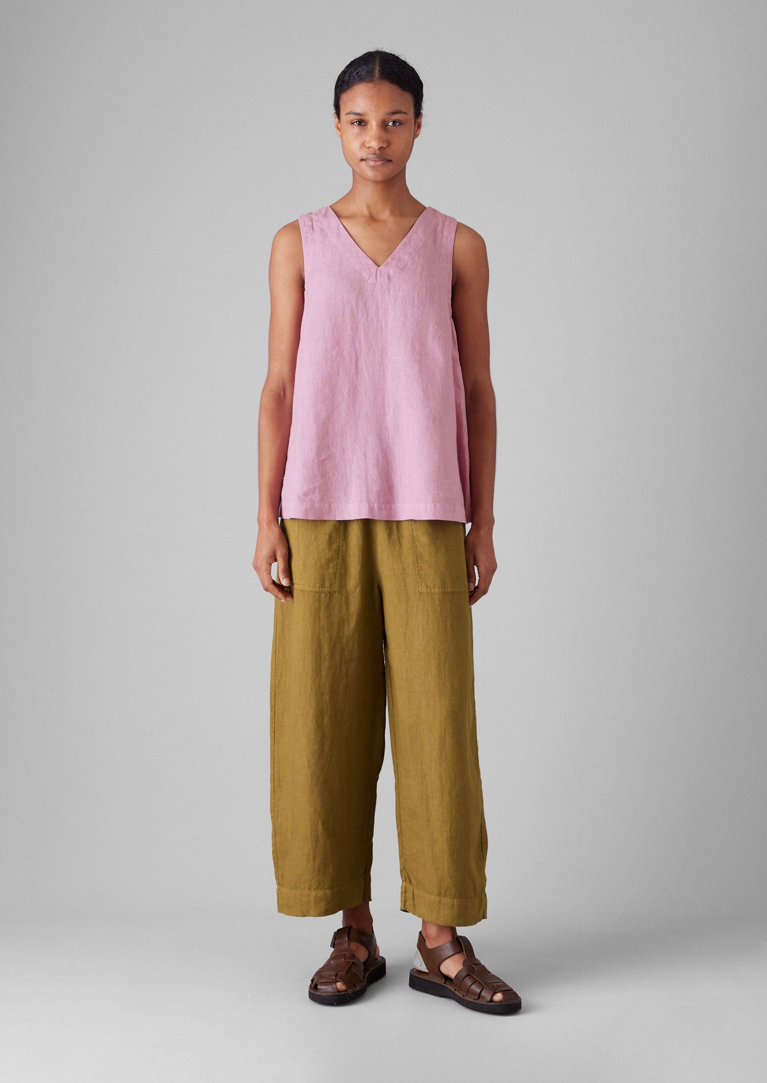 Garment Dyed Linen V-Neck Tank | Washed Berry | TOAST
