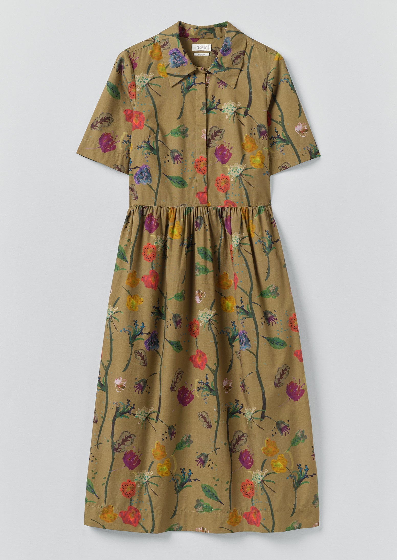 Archivist Floral Print Cotton Shirt Dress | Cumin | TOAST