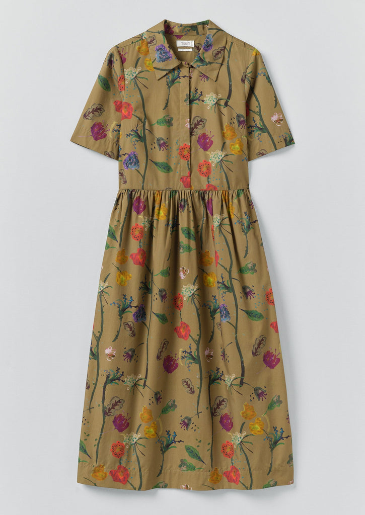Archivist Floral Print Cotton Shirt Dress | Cumin | TOAST