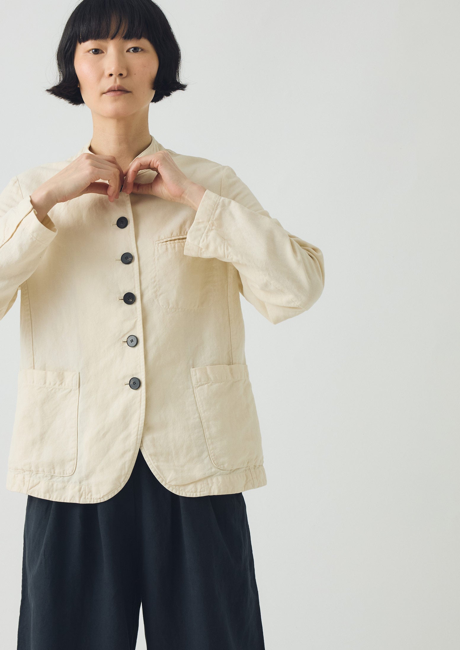 Cotton Linen Neat Jacket | Parchment | TOAST