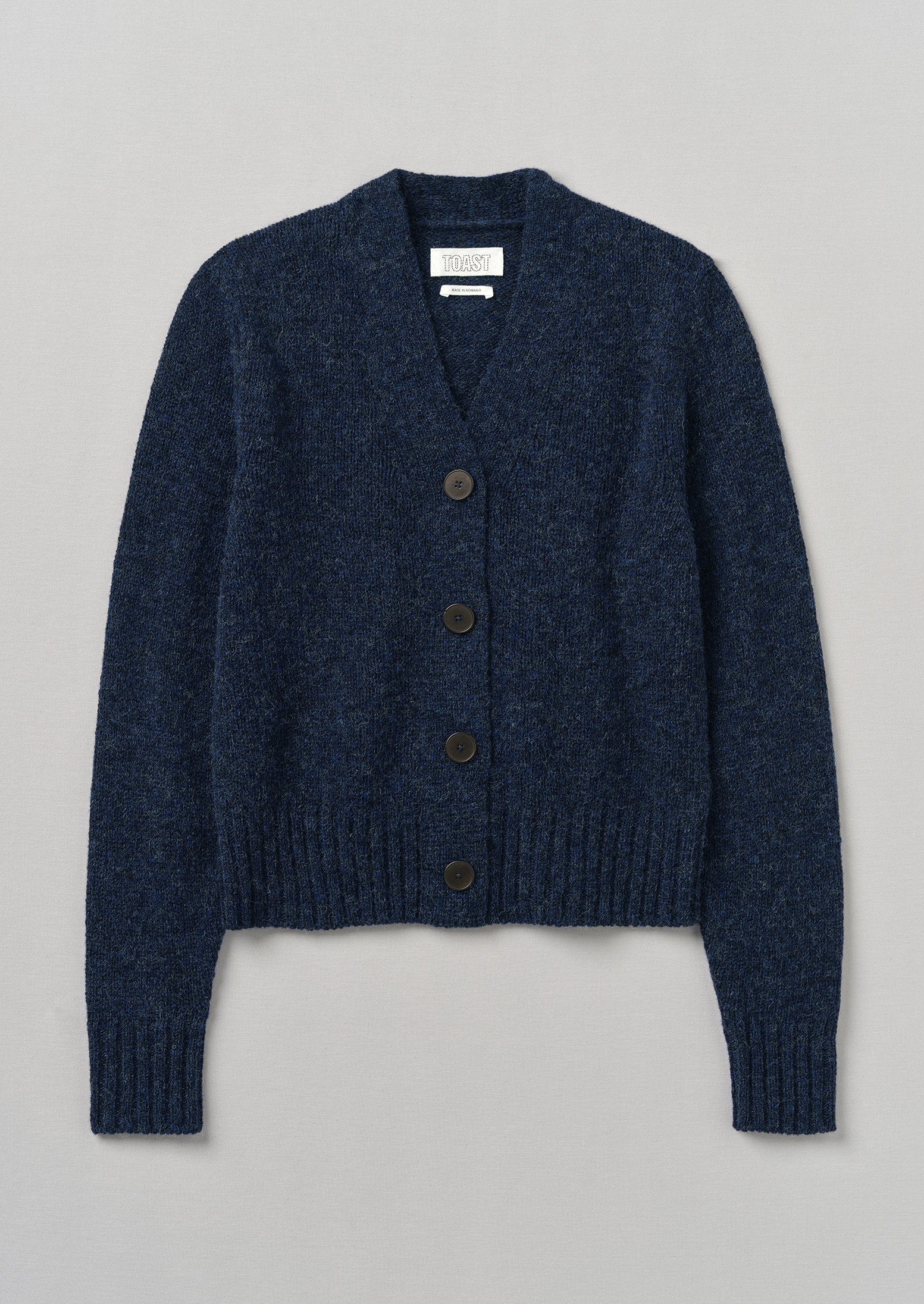 Kaia V-Neck Wool Cardigan | Navy Melange | TOAST